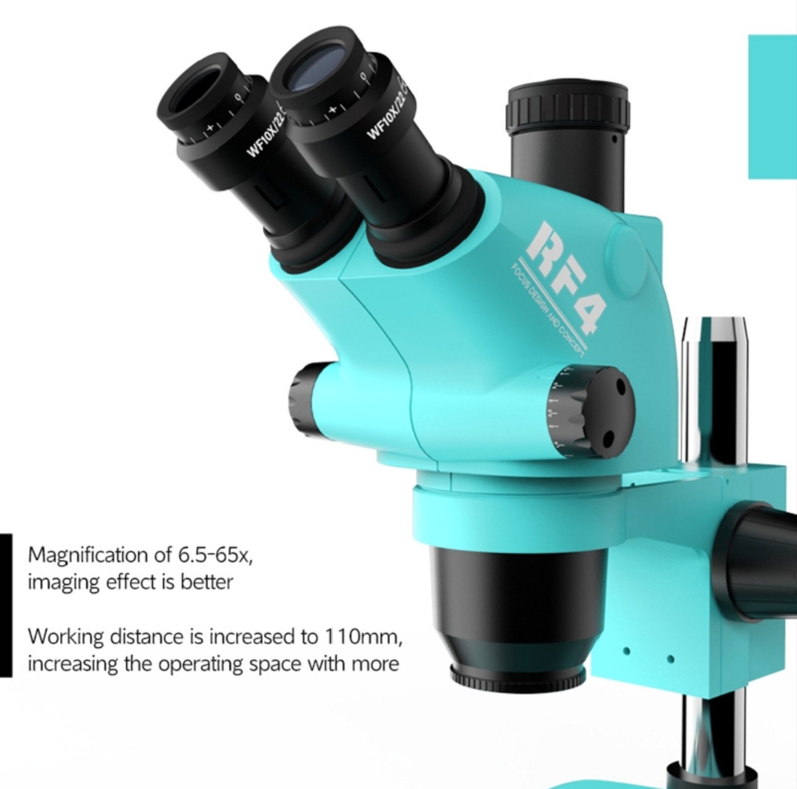 RF4 RF-6565TVP 2024 6.5-65X Synchronous Zoom Trinocular Stereo Microscope with Aluminum Alloy ...
