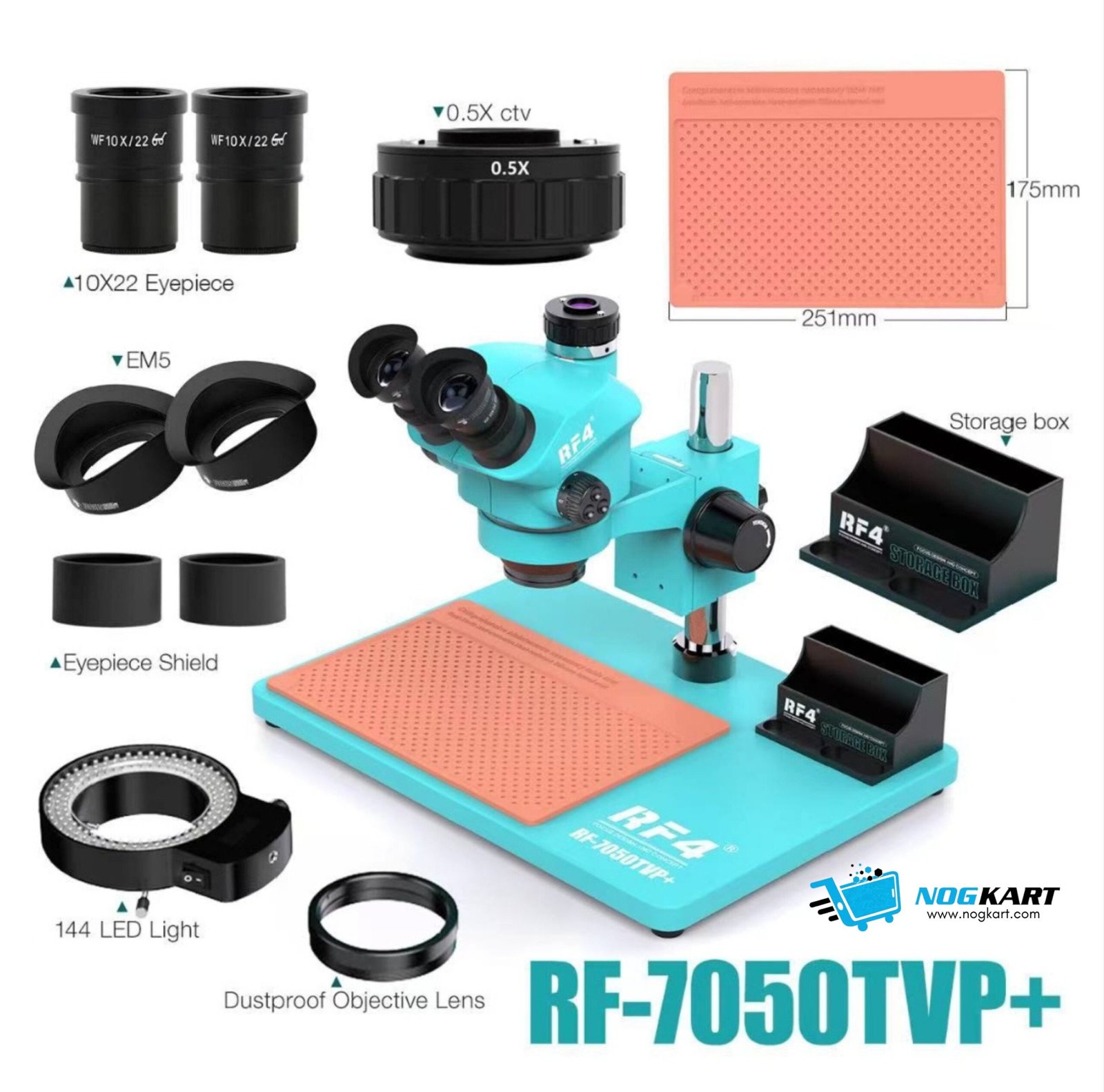 RF4 RF-7050 TVP+ (3D CONTINUOUS ZOOM) 7X-50X TRINOCULAR STEREO MICROSCOPE - NOG KART
